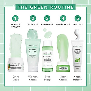 Farmacy Foaming Face Wash for Oily Skin - Whipped Greens Oil-Free Gentle Facial Cleanser + Exfoliator - Infused with Green Clay to Remove Impurities, Control Oil + Maintain Skin Hydration (150ml)