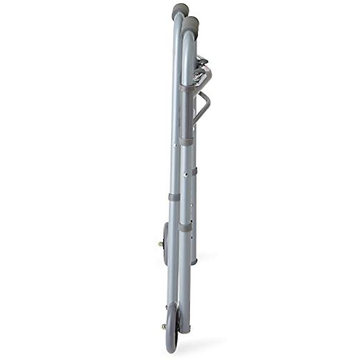 Medline Junior Two-Button Folding Walker with 5" Wheels, For Users 4'6" to 5'5"