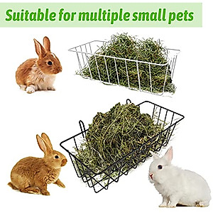 Pelopy 4 Pcs Rabbit Hay Feeder with Hooks Hay Feeder Guinea Pig Heavy Duty Metal Rack Hay Holder for Rabbit Guinea Pig Bunny Chinchilla Small Animal Pet Supplies, 9.1 x 3.9 x 3.7 Inch, Black and White