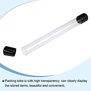 MECCANIXITY Clear Storage Tube 13/16" x 9"(20mm x 230mm) Lightweight for Bead Containers, Craft, DIY with Black Caps