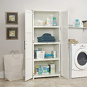 Pemberly Row 30" W Pantry Storage Cabinet with Doors and Shelves in White