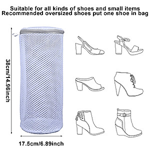 2 Pack Shoe Washing Bag Honeycomb Mesh Laundry Bags with Zipper 7"×15" Laundry Bags Mesh Wash Bags for Sneaker Bras Socks Delicates