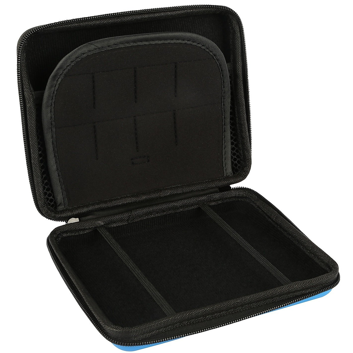 GPCT Nintendo 2DS Hard Shell EVA Carry Case Cover Bag. Protects Against Bumps/Drops/Dust/Dirt/Scratches. Protective Travel Storage Cover Pouch W/ 8 Game Holders, Double Zipper Zip Pocket- Blue