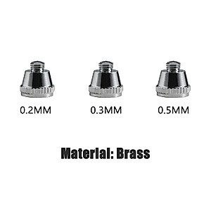 SAGUD Airbrush Nozzle Needle Cap 0.2mm 0.3mm 0.5mm Replacement Accessories Parts with Wrench for Air Brush Spray Gun Kit