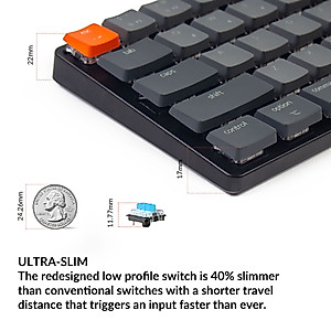 Keychron K7, 68 Keys Ultra-Slim Wireless Bluetooth/Wired Mechanical Keyboard with Low-Profile Gateron Mechanical Blue Switch, White LED Backlit Compatible with Mac Windows