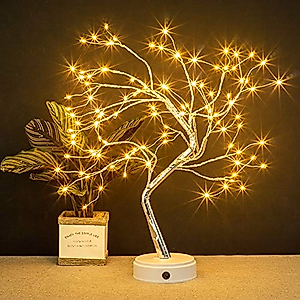Lake Industries 20" LED Firefly Tree Lights | Bonsai - Bedroom, Desk Top, Table Lamp Decoration | USB/Battery Operated | Touch Switch | DIY Adjustable Branches | Home Party Holiday | Warm Lighting