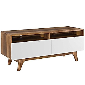 Modway Origin Mid-Century Modern 47 Inch TV Stand in Walnut White