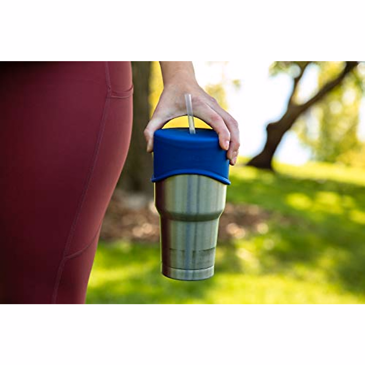 PRODUCTS THAT SIMPLIFY LIFE O-Sip!Silicone Straw Lids-XL(3pack),stretches to cover Tumblers,Large Cups&Mugs,Yeti Rambler,Mason Jars,Spill proof,Reusable, Durable,Replace Lid Accessory(Red,Navy,Gray)