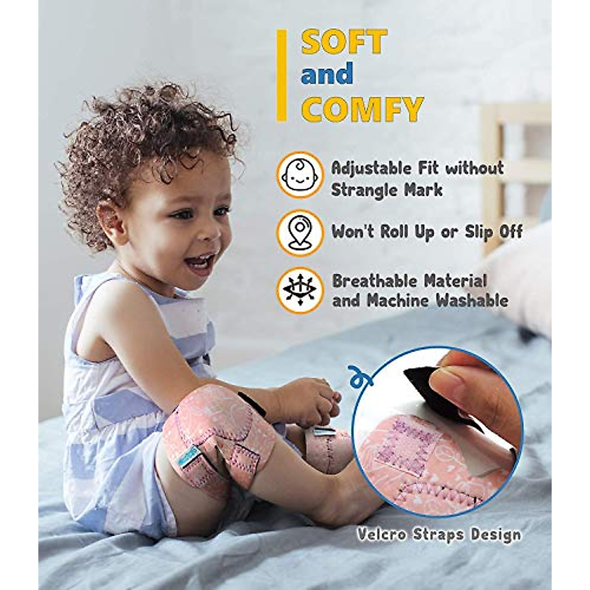 Simply Kids (2nd Gen.) Baby Knee Pads for Crawling (2 Pairs), CPSIA Certified - Comfortable Knee Protector for Toddler, Infant, Girl, Boy, Crawler - Rodilleras para Bebe