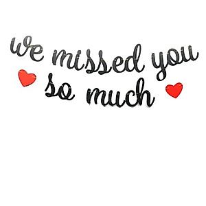 Welcome Home Black Banner We Missed You So Much Banner for Housewarming Patriotic Military Decoration Family Party Supplies Bunting Photo Booth Props Sign Pre-Strung (Black)