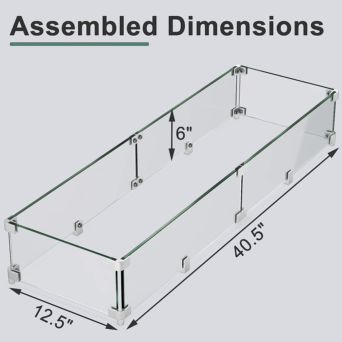 GASPRO 40.5 x 12.5 x 6 Inch Fire Pit Wind Guard and 10 lbs Caribbean Blue Fire Glass