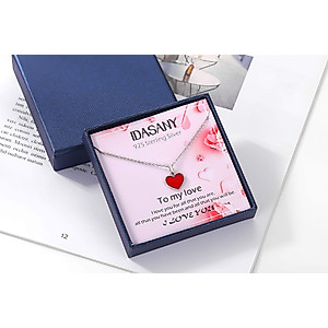 IDASANY Dainty Necklaces for Women Girlfriend Wife, Sterling Silver Tiny Red Heart Necklace Charm Layered Pendant for Valentines day Anniversary Birthday