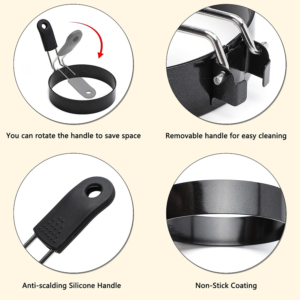 Egg rings 3 Packs Stainless Steel Egg Rings for Frying Eggs Nonstick Large Pancake Mold And Pancake Rings for Griddle (Set of 3)