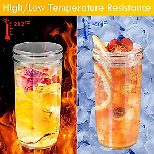 4 Pack Glass Cups with Lid and Straw, 24oz Boba Tea Cups, Wide Mouth Smoothie Cups, Reusable Drinking Glasses with Bamboo Lids for Beer, Boba Tea, Juice, Smoothie