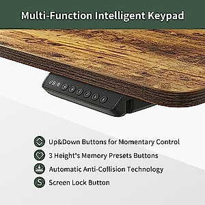 FEZIBO Height Adjustable Electric Standing Desk with 4 Drawers and keyboard tray, 48 x 24 Inch Table with Storage Shelf, Sit Stand Desk with Splice Board, Rustic Brown