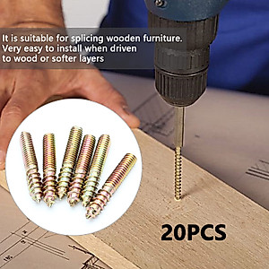 Zorveiio M4 Hanger Bolts, Length 1"(25mm) Double Headed Bolts Self-Tapping Screw for Furniture