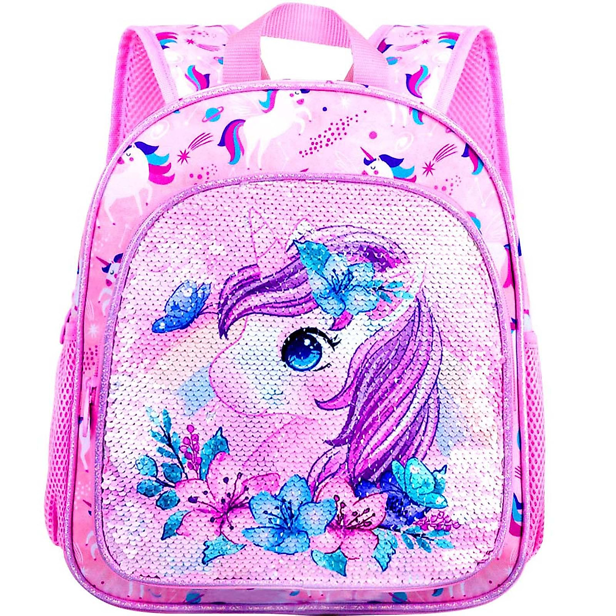 UFNDC Toddler Backpack for Girls, Kids Cute Unicorn Preschool Bookbag,Kindergarten Sequin School Bag