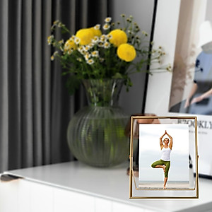 AhaGo Gold Floating Frame (8"×10", 2 Set), For Picture 7x9, 6x8, 5x7, Tabletop Shelf Photo Frames, Classy for Mother's Day, Wedding or Birthday