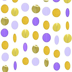 4pcs Purple and gold Garland Circle Dots Party Hanging Decorations for Birthday Wedding, Baby Shower, Classroom Candyland purple