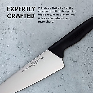 Messermeister Pro Series 8” Wide-Blade Chef’s Knife - German X50 Stainless Steel & NSF-Approved PolyFibre Handle - 15-Degree Edge, Rust Resistant & Easy to Maintain - Made in Portugal