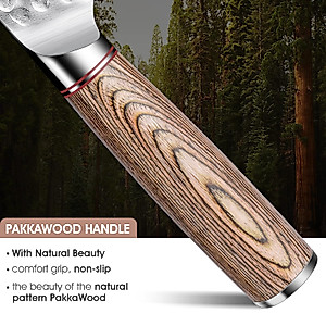 Huusk Japan Knife Professional Kitchen Knife Meat Cleaver Nakiri Knife and Boning Knife Set with Ergonomic Pakkawood Handle and Gift Box for Family Restaurant