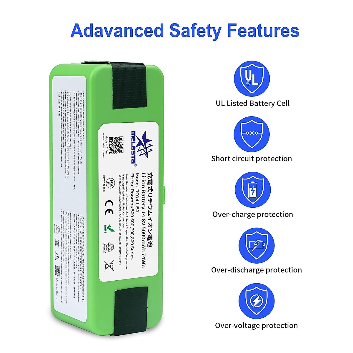 melasta 5000mAh Lithium ion Battery Replacement Compatible with iRobot Roomba 500 600 700 800 Series 880 890 861 864 866 675 650 655 695 680 671 640 645 790 780 775 770 760 595 585 561 560 550