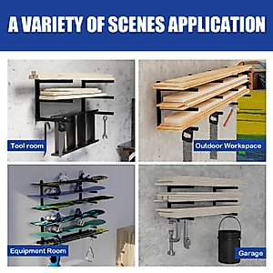 S&R PLKOP 3-Level Lumber Storage Rack, Wall Mounted Wood Organizer - 2 Pack, Black, Metal for Wood Storage & Lumber Racks