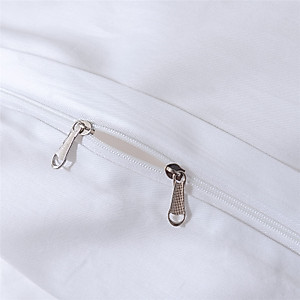 BuLuTu Kids Duvet Cover Full Cotton White/Grey,Premium Boys Girls Bedding Sets Queen,Double Bed Comforter Cover Zipper Closure,Forest Tree Print Pattern,Super Soft,Breathable,No Comforter