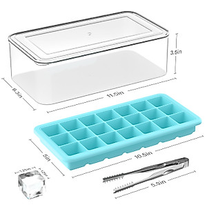 GGOW Ice Cube Tray with Lid and Bin: Stackable Covered Ice Cube Maker for Freezer - Easy Release Flexible Ice Trays Making 1.25inch Ice Cubes - 2Pack Removable Lidded Ice Cube Freezing Tray