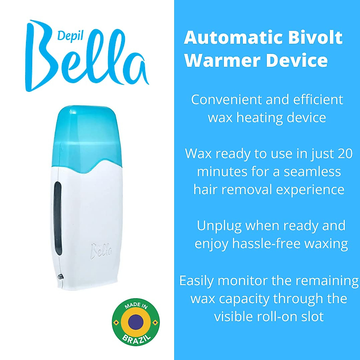 Depil Bella Bundle Kit Waxing Roller, 1 Roll on Honey and propolis + 3 Roll on Black Depilatory Wax Hair removal for Women and men, Sensitive hair, At Home and professional Waxing, Brazilian Bikini, L