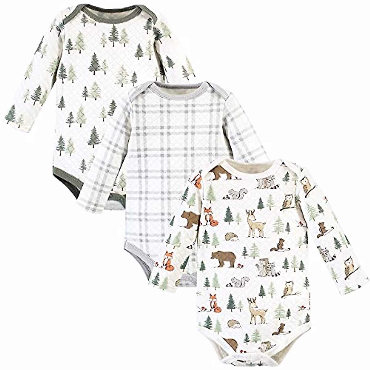 Hudson Baby unisex baby Quilted Long Sleeve Cotton Bodysuits and Toddler T Shirt Set, Forest Animals, 0-3 Months US
