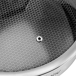 Potinv Hybrid Stainless Steel Frying Pan with Stay Cool Handle 10 Inch,Non-Stick,Dishwasher and Oven Safe,Works with Induction Cooktop,Gas,Ceramic,and Electric Stove