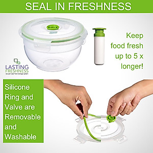 Lasting Freshness 9 piece Vacuum Seal Food Storage Containers with Vacuum Pump, Airtight and Leak Proof, Vacuum Sealed Food Storage Containers, Meal Prep Containers, Keep Food Fresh up to 5 X Longer