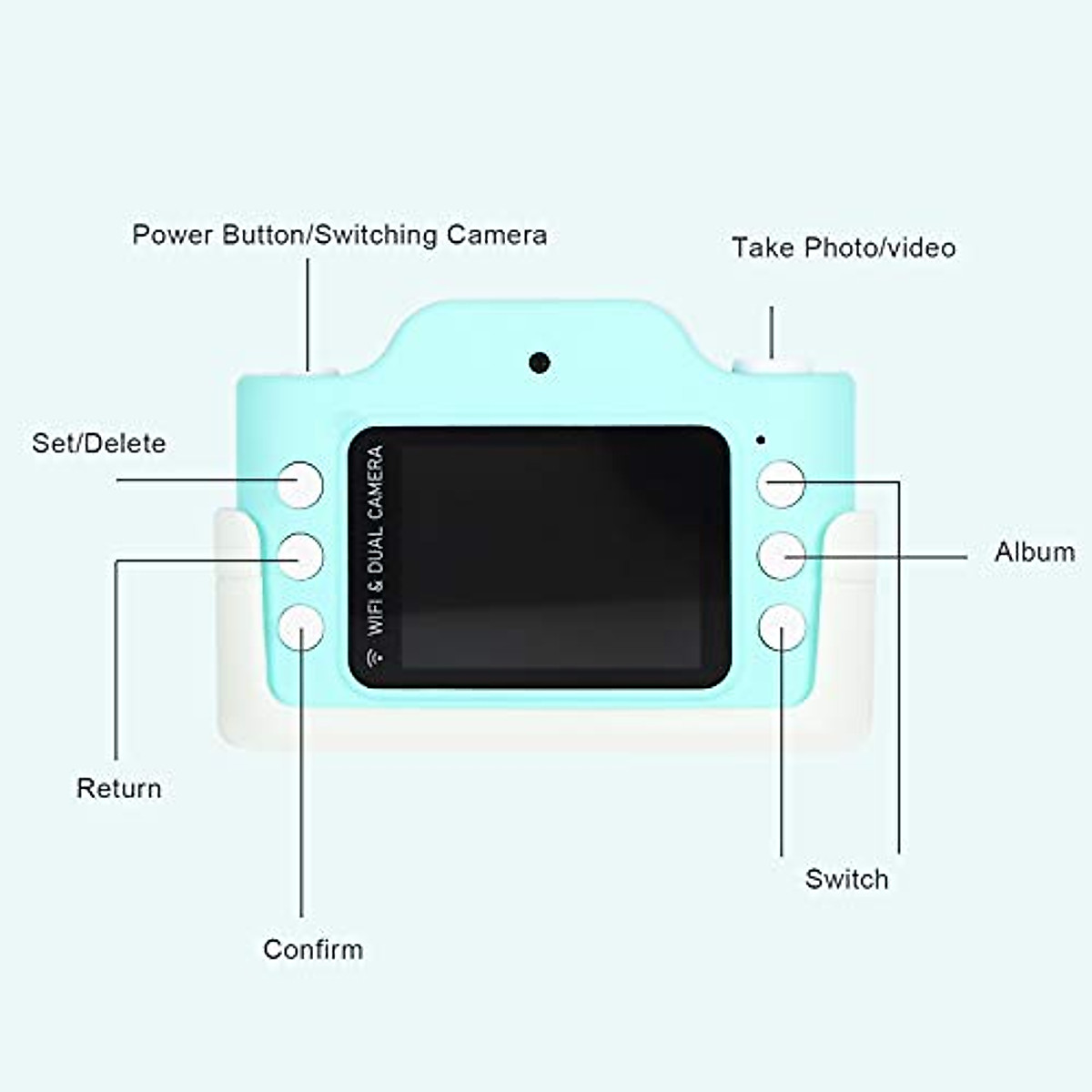 VADUMA Kids Camera Built in WiFi Zero Ink Toddler Print Camera 24 Million Dual Camera Digital Camera ABS Material Ergonomic Design Camera