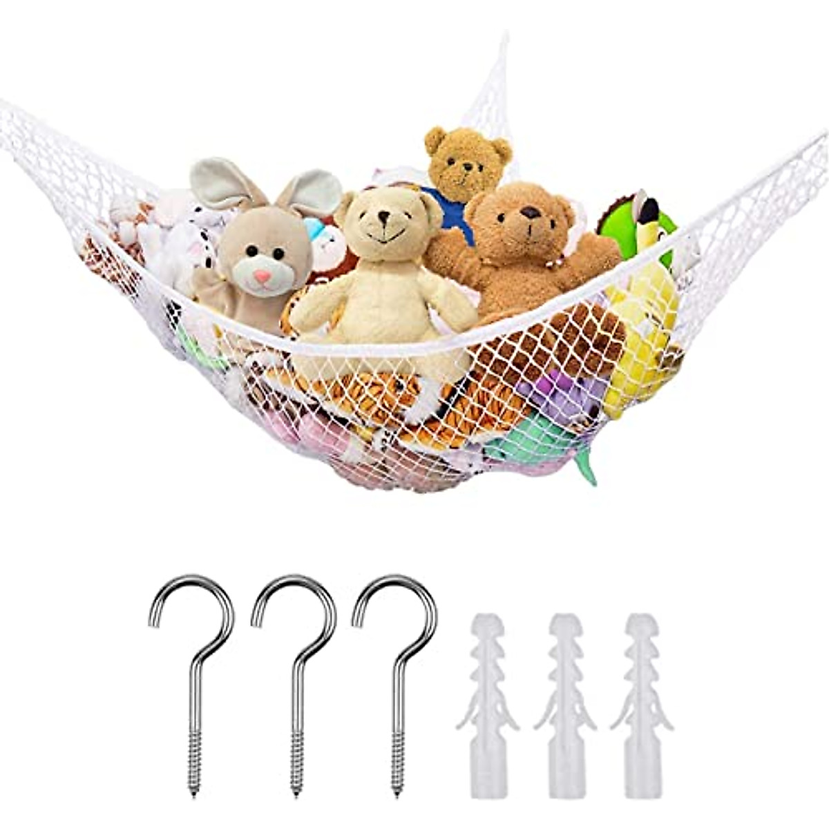 Stuffed Animal Net or Hammock Toy Hammock Macrame Large Corner Mesh Toy Storage Hanging Wall, Stuffed Animal Holder Nursery Organizer for Kids Bedroom (Toy Net-180x120x120)