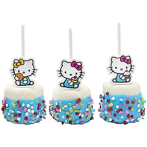 DecoPac Hello Kitty® Rings, Cupcake Decorations Featuring Hello Kitty and Mimmy, Pink And Yellow - 24 Pack