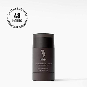 Bevel Deodorant for Men with Coconut Oil and Shea Butter, Aluminum Free, No Streaks, 48 Hour Protection, 2.5 Oz