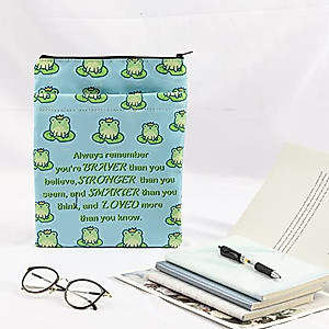 WSNANG Frog Gifts Frog Book Sleeve with Zipper Frog Book Protector Pouch Sleeve Book Cover for Paperback Frog Lovers Gift Frogs Inspirational Gift (Frog BS)