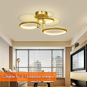 Cresmar 25W LED Ceiling Light with Remote Stepless Dimmable 3000-6000K，Modern Flush Mount Ceiling Lighting Fixture Memory Function 3 Rings Round Chandelier Ceiling Lamp for Bedroom, Living Room…