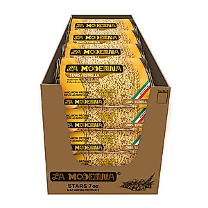 La Moderna Stars Pasta, Noodles, Durum Wheat, Protein, Fiber, Vitamins, 7 Oz, Pack of 20