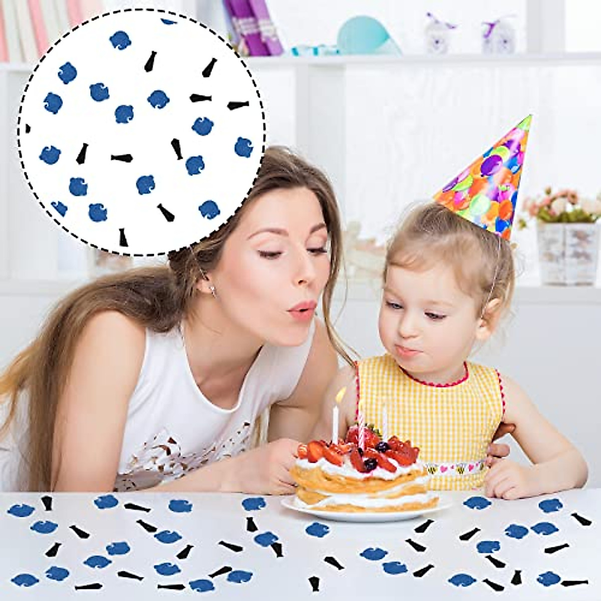 Halodete Boss Baby Confetti - Boy Birthday Party Table Decorations - Baby Shower Gender Reveal Confetti - Baby Boy 1st Birthday Table Scatter Confetti Decorations - Black Blue Glitter, 120pcs