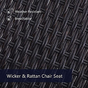 Sophia & William Patio Wicker Dining Chairs Set of 2, Rattan Cushioned Armrest Sofa Chairs with Thick Cushion, 2 Piece Rattan Single Sofa Chair for Patio,Deck,Porch,Yard