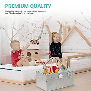 Baby Diaper Caddy Organizer with handle-Diaper Organizer Caddy For Girl Boy,Large Baby Organizer for Changing Table & Car,Felt Diaper Caddy,Baby Diaper Caddy Organizer Basket Grey,Baby Caddy Organizer