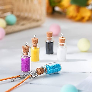 Mimorou 100 Pcs Mini Glass Bottles with Cork Stoppers 2 ml Clear Small Jars 0.07oz Vials Sets DIY Decorative Wish Potion Bottles, Including Eye Screws Ropes 10 Funnels