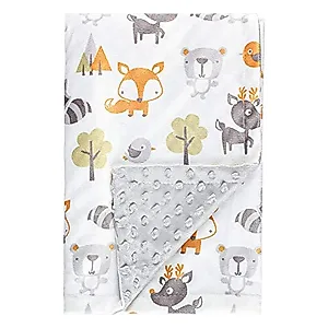 Soft Plush Minky Baby Blanket for Boys Girls Unisex with Print Animal Pattern Double Layer Dotted Backing Bed Throws for Baby Crib Receiving for Newborns