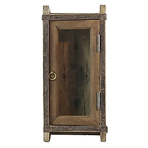 MY SWANKY HOME Vintage Wood Brick Mold Shadow Box Cabinet| Wall Shelf Door Hanging Rustic