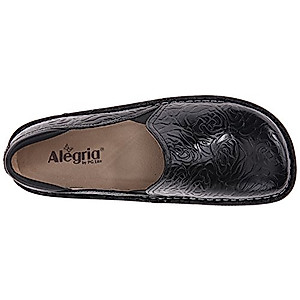 Alegria Debra Womens Professional Shoe Black Embossed Rose 7 M US