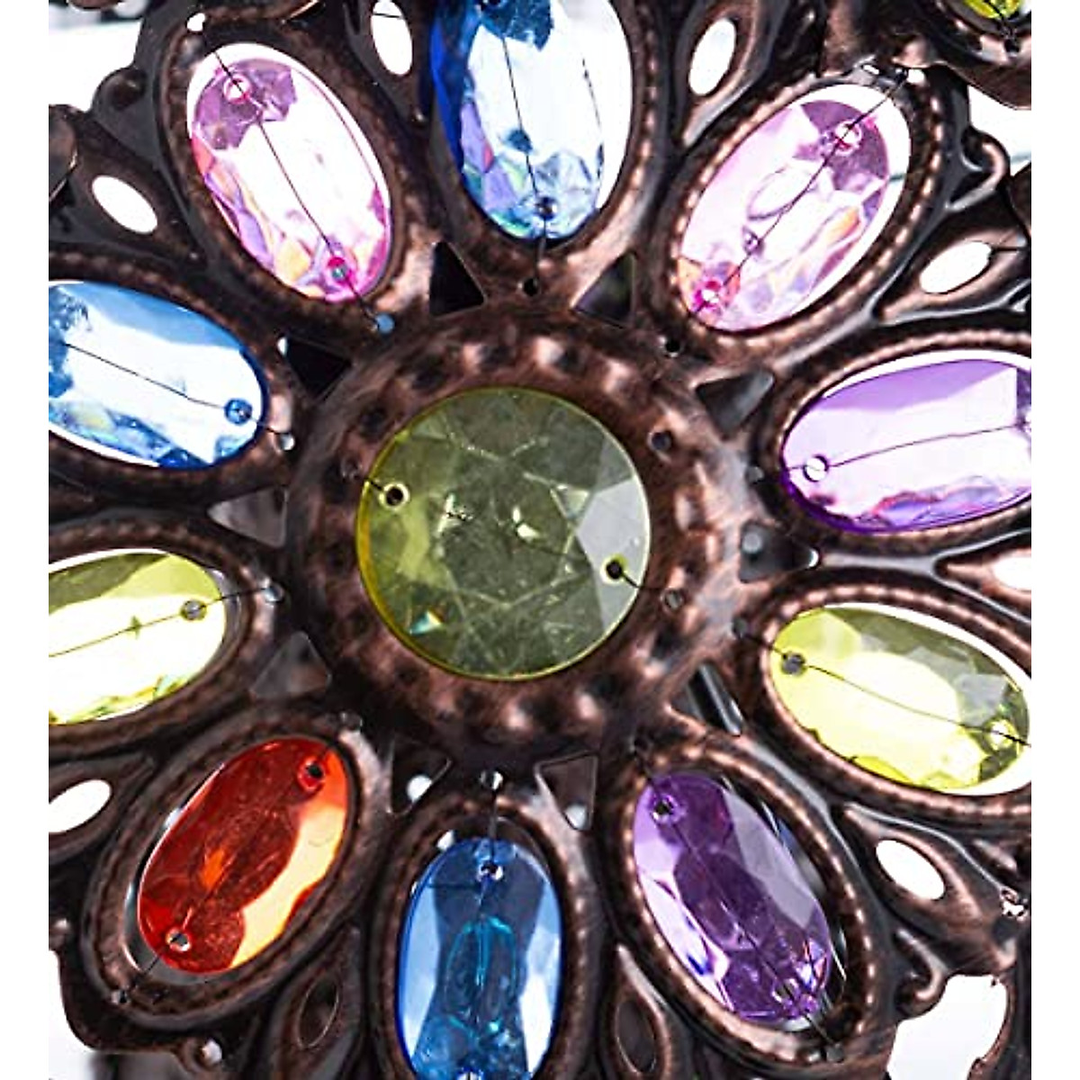 Wind & Weather Metal Solar Lighted Mushroom 13.25-Inch Diameter by 20.5-Inch High Home and Garden Decor Solar Mushroom with Acrylic Beads Glows at Night with Solar Panel