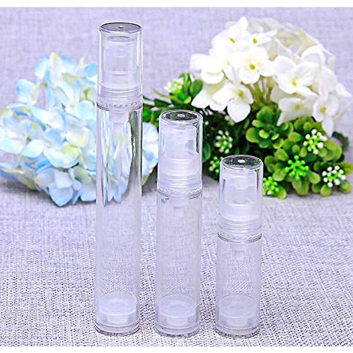 ericotry 12Pcs Empty Clear Portable Refillable Plastic Airless Vacuum Pump Bottles Travel Make-up Container Cream Lotion Sample Packing Toiletries Liquid Storage Container Vial Jars(5ml/0.17oz)