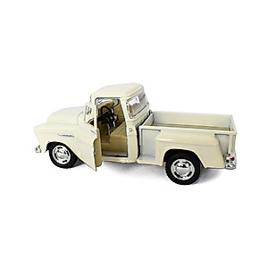 KiNSMART 1955 Chevy Stepside Pick-Up 1:32 Scale Pullback Action White Trucks